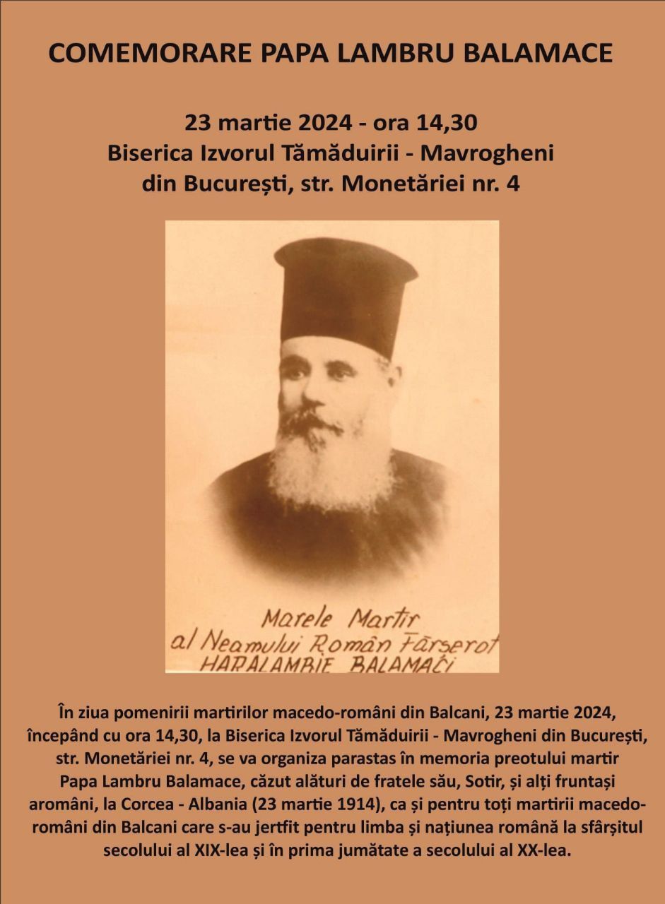 Comemorarea Mucenicului Preot Lambru Balamace si a celor împreună cu ...
